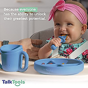 TalkTools ITSY Silicone Training Cup – Mini Straw Cup for Baby - Anti Leak, Spill Proof and BPA Free Cup with Straw Insertion for Kids (Ocean)