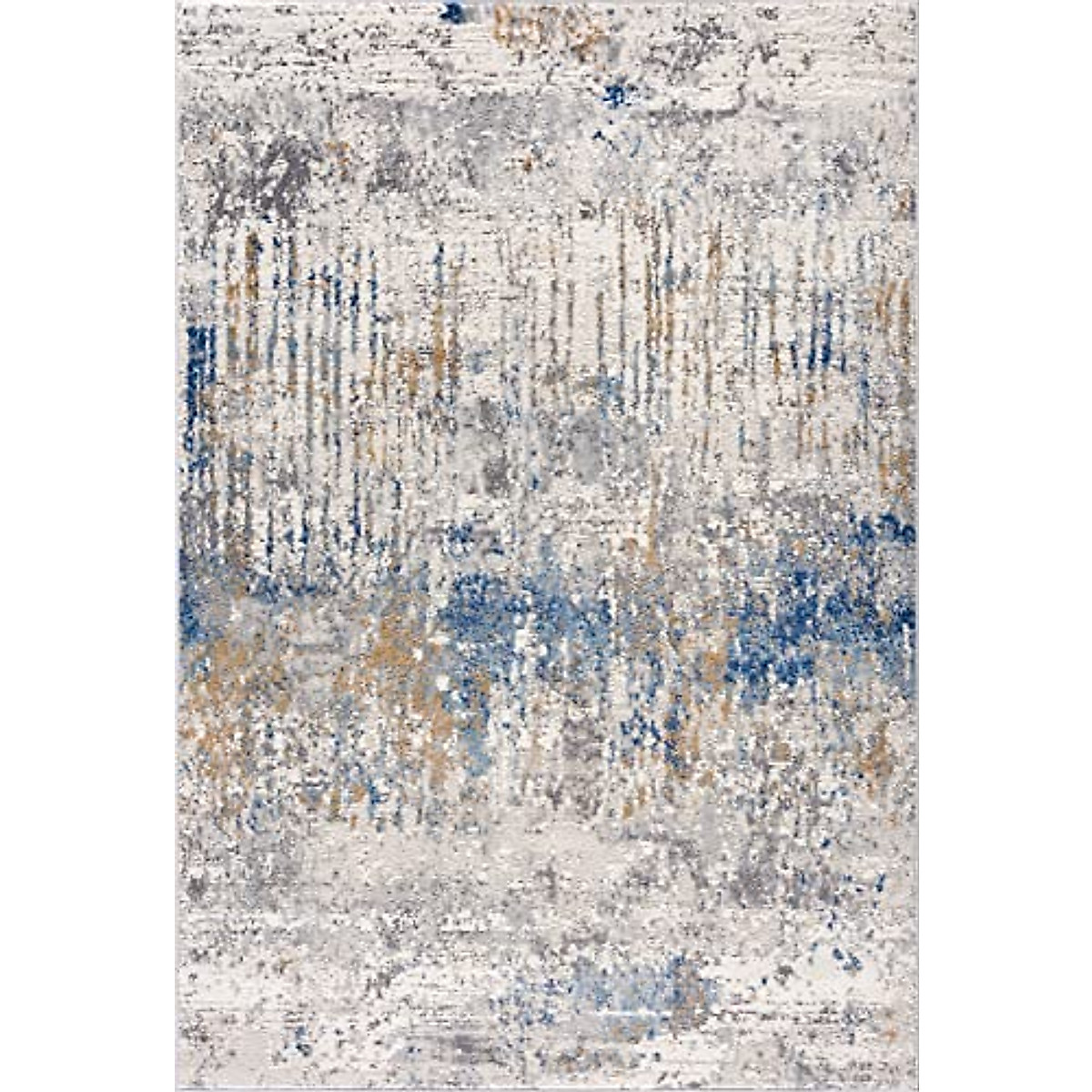 Abani Unique Grey & Blue Contemporary Landscape Design Area Rug - Modern Dripping Print Non-Shed 7'9" x 10'2" (8'x10') Living Room Rug Rugs