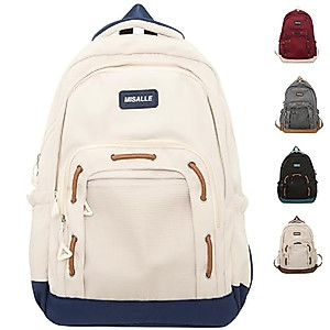 iwhgrmp Kawaii Backpacks Big Capacity Travel Backpack Cute Aesthetic Daypacks Water Resistant Casual Bag (BlueWhite)