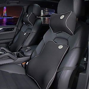 Newgam Car Pillow - Car Neck Pillow for Neck Pain Relief and Cervical Support,Car Seat Neck Pillow with 100% Pure Memory Foam and Washable Cover,Car Headrest Pillow Black