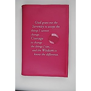 Alcoholics Anonymous AA Big Book Cover Serenity Prayer & Medallion Holder Pink