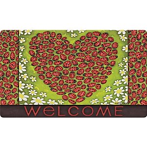 Toland Home Garden 800003 Ladybug Heart Summer Door Mat 18x30 Inch Welcome Outdoor Doormat for Entryway Indoor Entrance