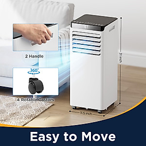 Pulemela 8,000 BTU Portable Air Conditioner for Room Up to 350 Sq.Ft,Portable AC Unit with 3 Modes,Remote Control with Installation Kit