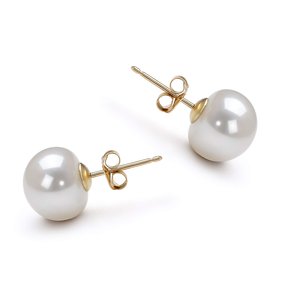 White 10-10.5mm AAA Quality Freshwater Cultured Pearl Earring Pair For Women - 14K White Gold Post