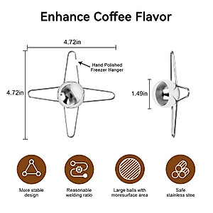 Wiszou 2pcs Espresso Coffee Cooler with Reusable Ice Coffee Steel Balls - Unlock the True Flavors, Also Ideal Tool for Bourbon, Scotch, and Cocktails, Stainless Steel Chilling Ball