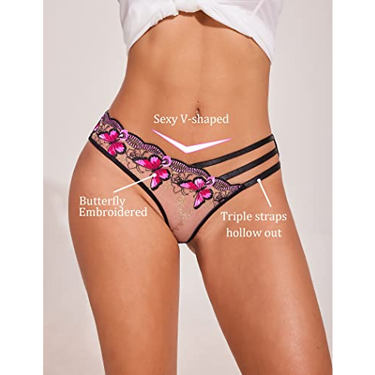 Avidlove Women's Panties Low Waist Mesh Bikini Underwear Cut-out Panties Sexy Naughty