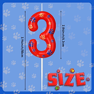Conelist Number 3 Dog Paw Birthday Candles Dog Patrol Toppers Candles Numeral Birthday Cake Topper Boy Girl Paw Birthday Decoration Dog Patrol Party Supplies