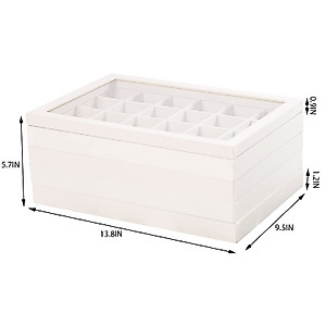 Coward Set of 5 Stackable Jewelry Organizer Tray Necklace Earring Box Storage Ring Bracelet Display Holder (beige(ring+necklace+12girds+24girds+The glass lid))