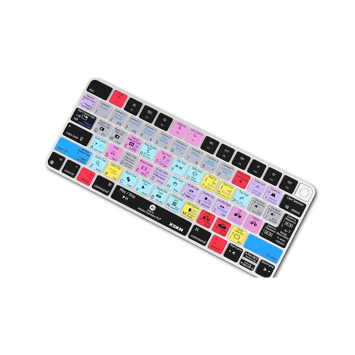 XSKN Shortcut and Language seriers Silicone Keyboard Cover Skin for 2021 New M1 Chip iMac Magic with Touch ID A2449 Lock Key A2450 Without Numeric keypad (US&EU Version Premiere Pro) K-382