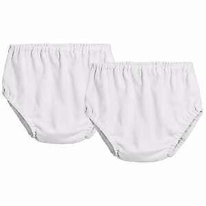 Made in USA 2-Pack Baby Girls and Baby Boys Unisex Diaper Covers Bloomers Soft Cotton, White/White, 2T