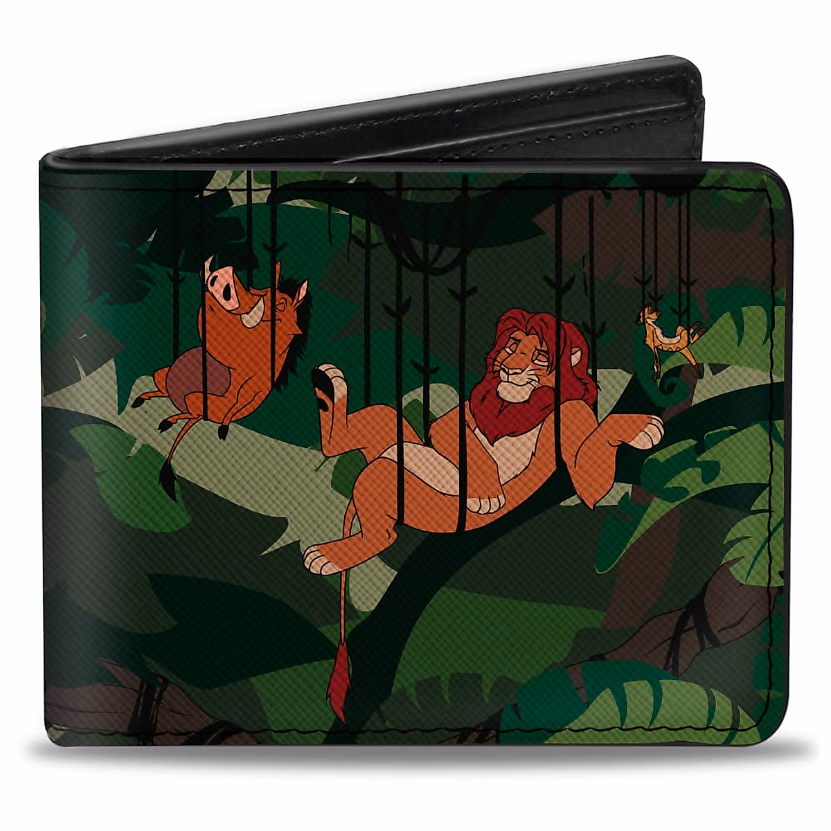 Disney Wallet, Bifold, The Lion King Simba Pumbaa Timon Hakuna Matata Jungle Poses, Vegan Leather
