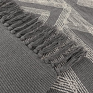LEEVAN Bathroom Rug 2' x 3' Cotton Moroccan Kitchen Throw Rugs Grey Accent Geometric Tufted Doormat with Tassels Woven Farmhouse Small Area Rug Tribal Machine Washable Rug for EntryWay Hallway