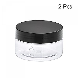 uxcell Round Plastic Jars with Black Screw Top Lid, 3oz/ 80ml Wide-mouth Clear Empty Containers for Storage, Organizing, 2Pcs