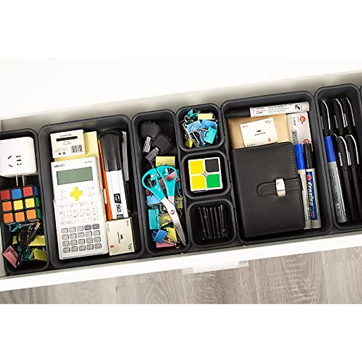 Kutesna 32 PCS Interlocking Desk Drawer Organizer Separator for Office,Bathroom,Kitchen,Makeup Tool Box Organizer and Storage Tool Tray Divider