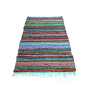 Handmade Braided Chindi Rug, Rag Rug, Area Rug, Carpet Rug, 3x5 Foot, 4x6 Foot, 5x7 Foot, Multi Color Rug (3x5 Ft (36x60 Inch))