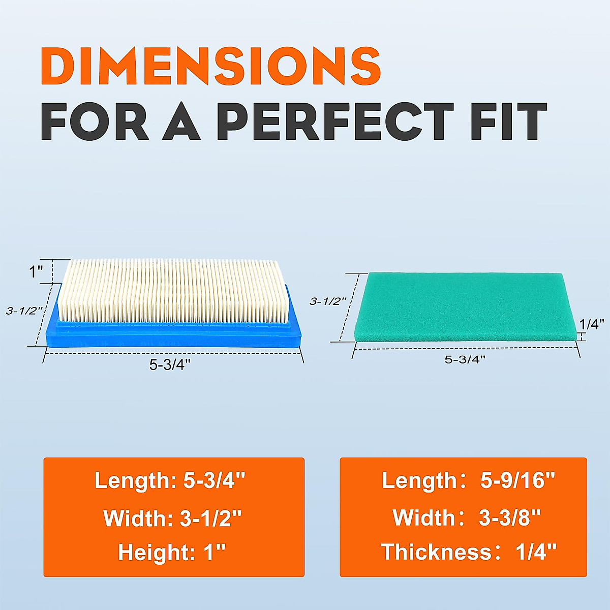 Hipa 17218-ZG9-M00 Air Filter + Pre Filter for HONDA HR215 HRM215 HRB215 GXV140 HRC215 HRM195 Lawn Mower 149cc Parts Replace 17211-ZG9-M00 17218-ZG9-M00 Filter Pack of 2