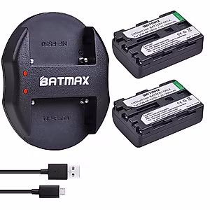 Batmax® 2Pcs NP-FM50 Rechargeable Batteries(1800mAh) + USB Dual Charger for Sony NP-FM30 NP-FM51 NP-QM50 NP-QM51 NP-FM55H Battery and Sony M Type NP-FM50 Equivalent Camcorder/Digital Camera