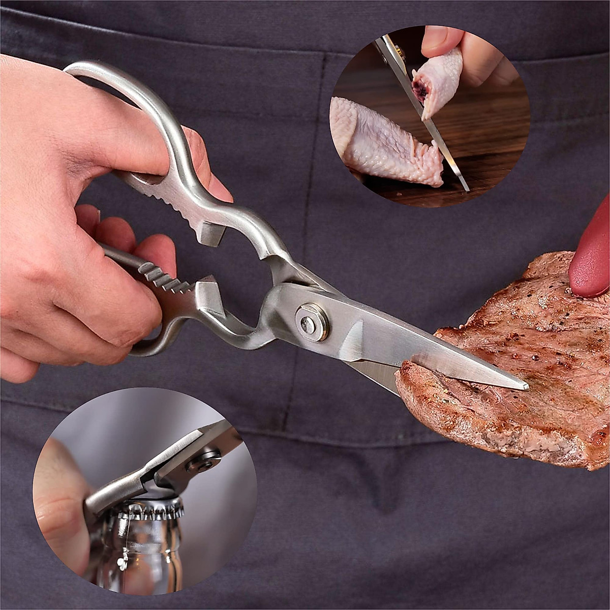 Kitchen Knife Set, Hanmaster 7 Pieces German Steel Knives Set for Kitchen with Acacia Wood Block, Kitchen Scissors, Gift Box Packed.