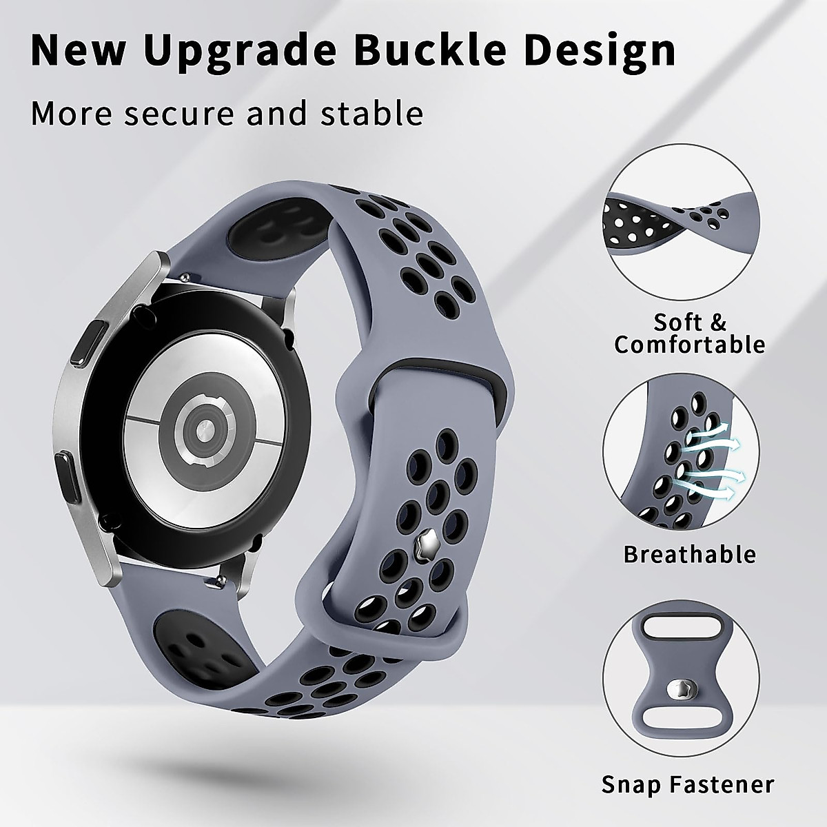 Lerobo Band Compatible with Samsung Galaxy Watch 7/6/5/4 Band/Watch 5 Pro Band 45mm/Active2 40mm 44mm,Galaxy Watch 6 4 Classic 43mm 47mm Sport Strap,20mm Silicone Watchband Sport Strap for women men