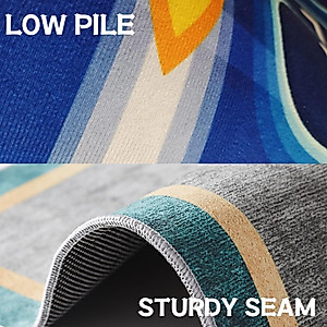 MUOUCTE Nautical Ocean Theme Runner Rug, 2x10ft, Tropical Beach Shell Long Hallway Runner Rug, Anti-Slip Durable Soft Entrance Rug, Fade Resistant Washable Carpet for Nursery Kitchen Bedside