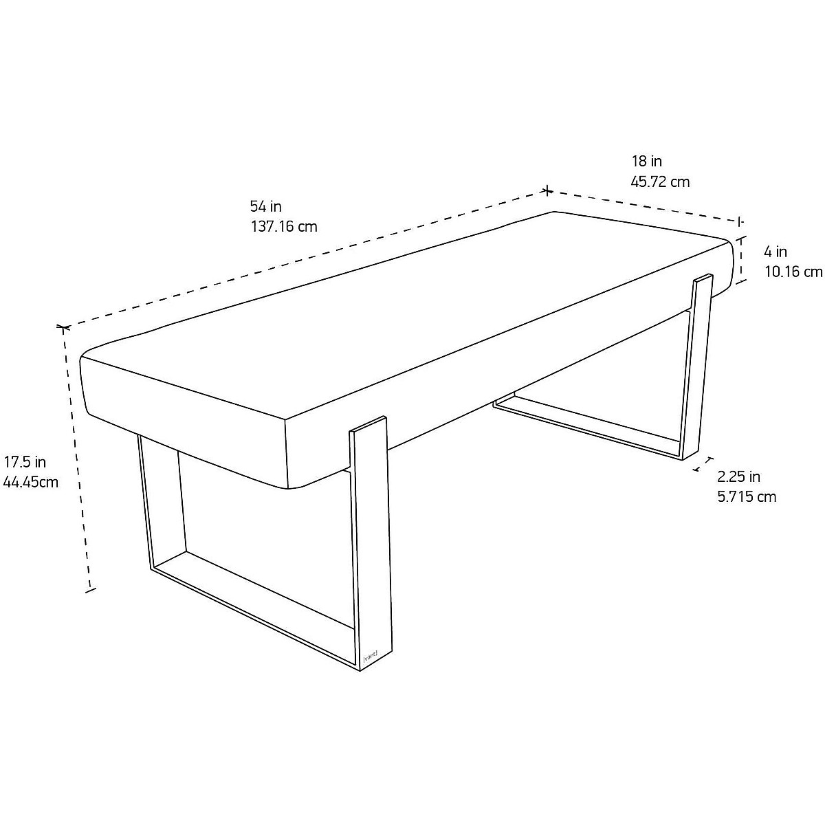 VANT Upholstered Bed Bench - Light Grey - Brushed Nickel - Contemporary Modern, Accent Bench for End of Bed, Hallway, or Entryway