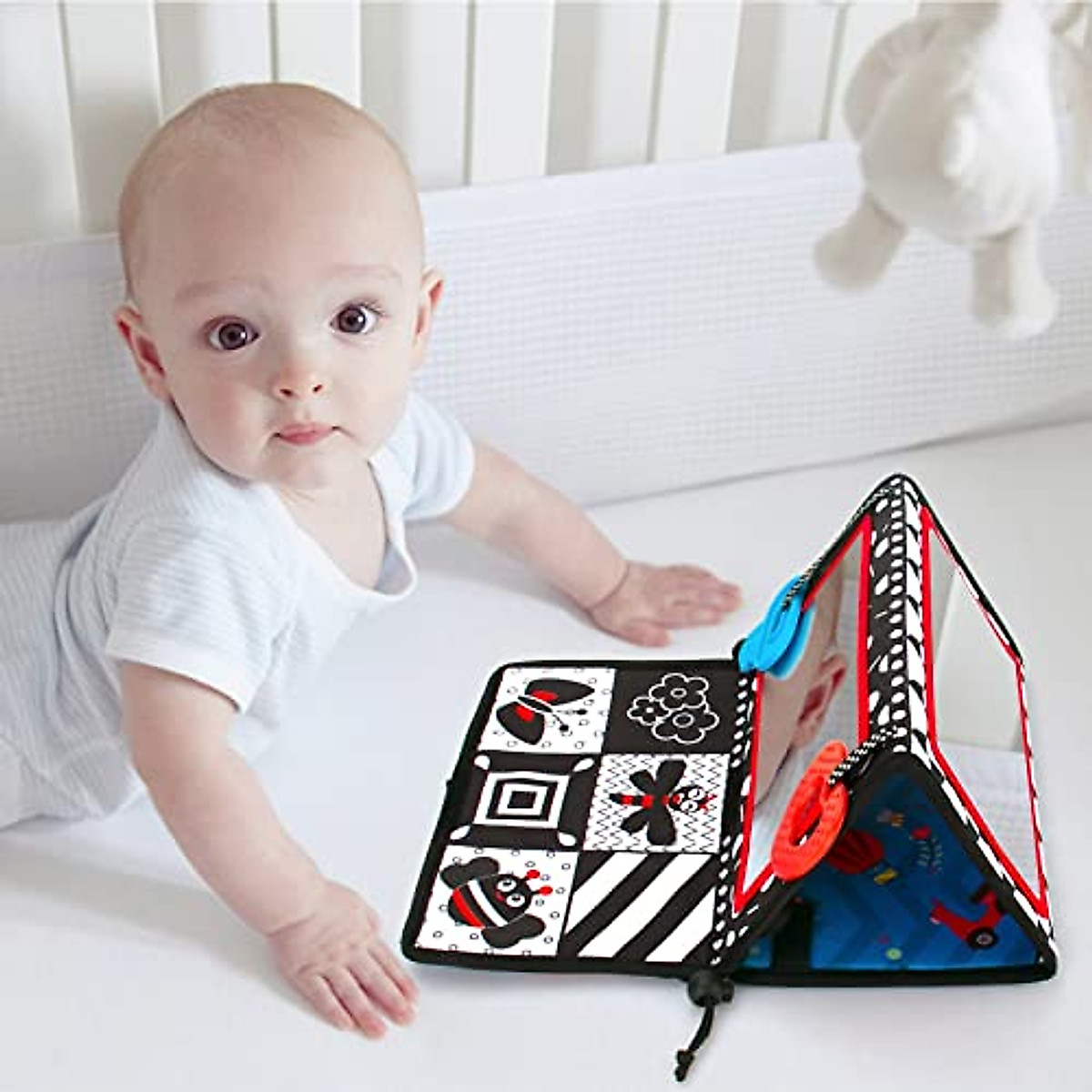 teytoy Baby Toys 0-6 Months Tummy Time Mirror, Foldable Baby Mirror Black and White Tummy Time Toys, Double High Contrast Montessori Sensory Toys for Infant Newborn Baby 0 3 6 9 Months