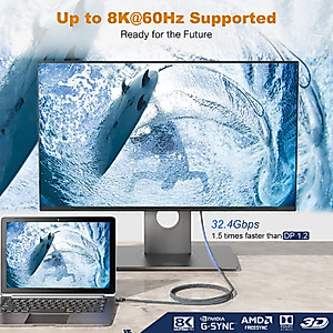 ULT-WIIQ 8K Mini DisplayPort to DisplayPort Cable 6.6ft, Mini DP to DP 1.4 Cable, Support 8K@60Hz, 4K@144Hz, 2K@240Hz, Gold-Plated Thunderbolt 2 to DP Cord for MacBook Air/Pro, Surface Pro, Monitor