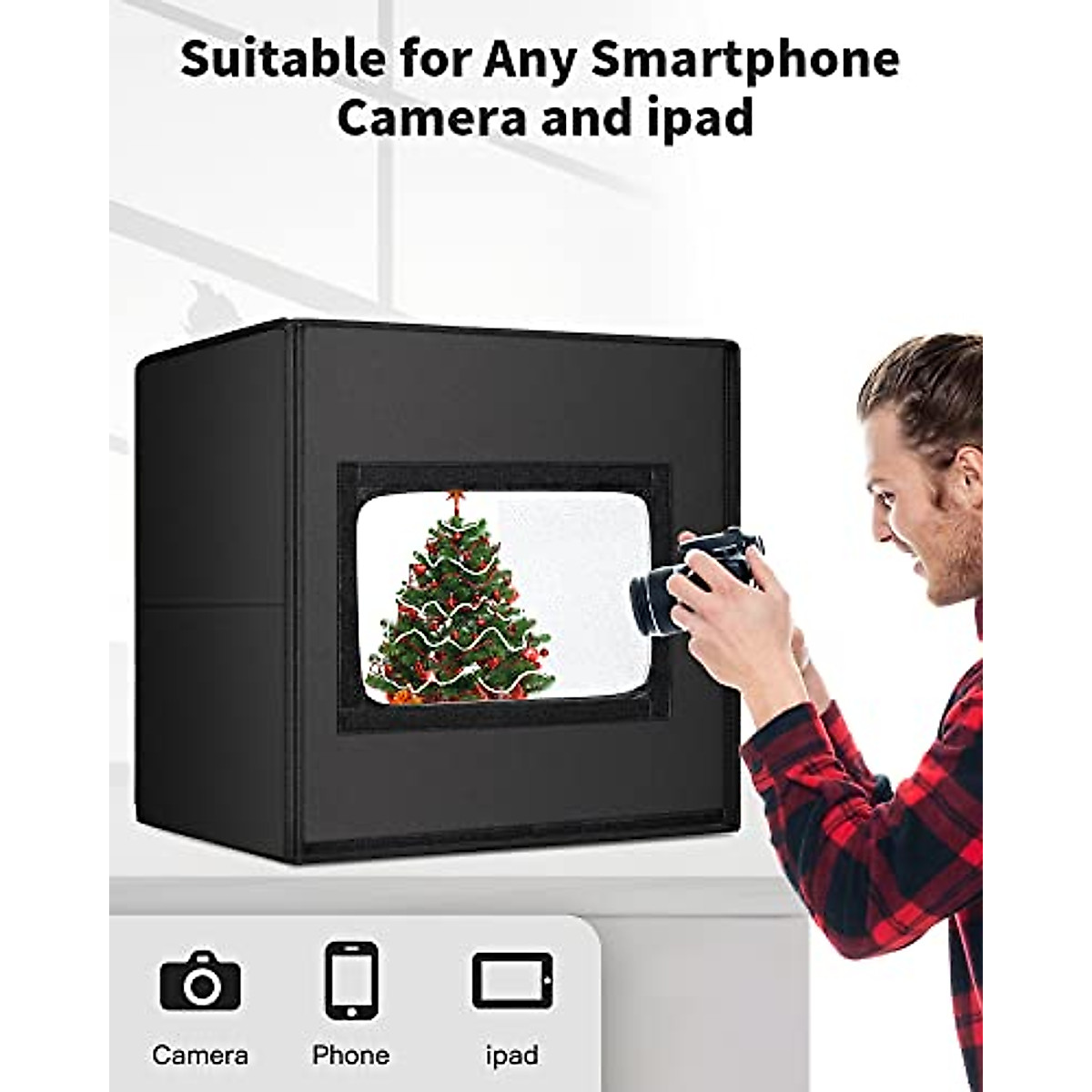 Glendan Light Box Photography, Portable Photo Studio Light Box, 16" x 16" Professional Dimmable Shooting Tent Kit with 216 LED Table Top Light & 6 Backdrops Photo Box for Product Photography