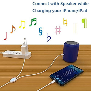 [Apple MFi Certified]2 in 1 Audio Charging Cable Compatible with iPhone,Lightning to 3.5mm Aux Cord Audio Jack Works with Car Stereo Speaker Headphone Car Charger Support iPhone 12/11/11 Pro/XS/XR/8/7