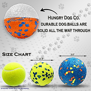 Hungry Dog Co.- Super Durable Premium Dog Balls -Pet Safe Dog Toys for Fun and Play. Very Bouncy and Durable -Great for Aggressive Chewers -Stimulating Colors and Patterns -2 Multi-Color 3” Balls #2