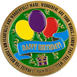 Happy Birthday Coin, Christian Birthday Gifts for Friends for Siblings, Grandson or Granddaughter, Boys & Girls, Lord Bless You & Keep You Religious Antique Gold Plated Prayer Token