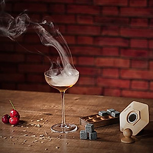 Cocktail Smoker Kit with Whiskey Stone, 4 Different Wood Chips, Cocktail Smoker Top & Whiskey Glass, Old Fashioned Drink Smoker kit for Whiskey and Bourbon, Infuse Cocktails, Whiskey