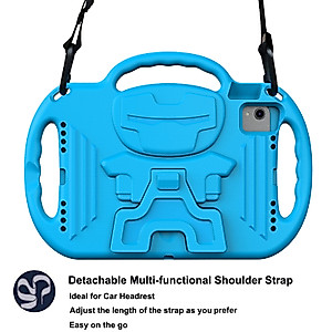 LTROP Kids Case for iPad Air 6th Gen(11",2024) & Air 5th/4th Gen & Pro 11, Durable Shockproof Case with Shoulder Strap Handle Stand for iPad 10.9 & 11 inch Tablets, Blue