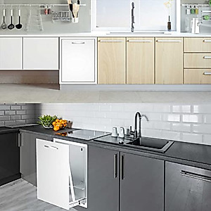 KODOM Built-in Single Trash Drawer 17" W x 23" H x 16" D Pull-Out Tray Outdoor Kitchen Stainless Steel Trash Drawer with Handle Storage Trash Bins or Propane Tank for BBQ Island Grill Station