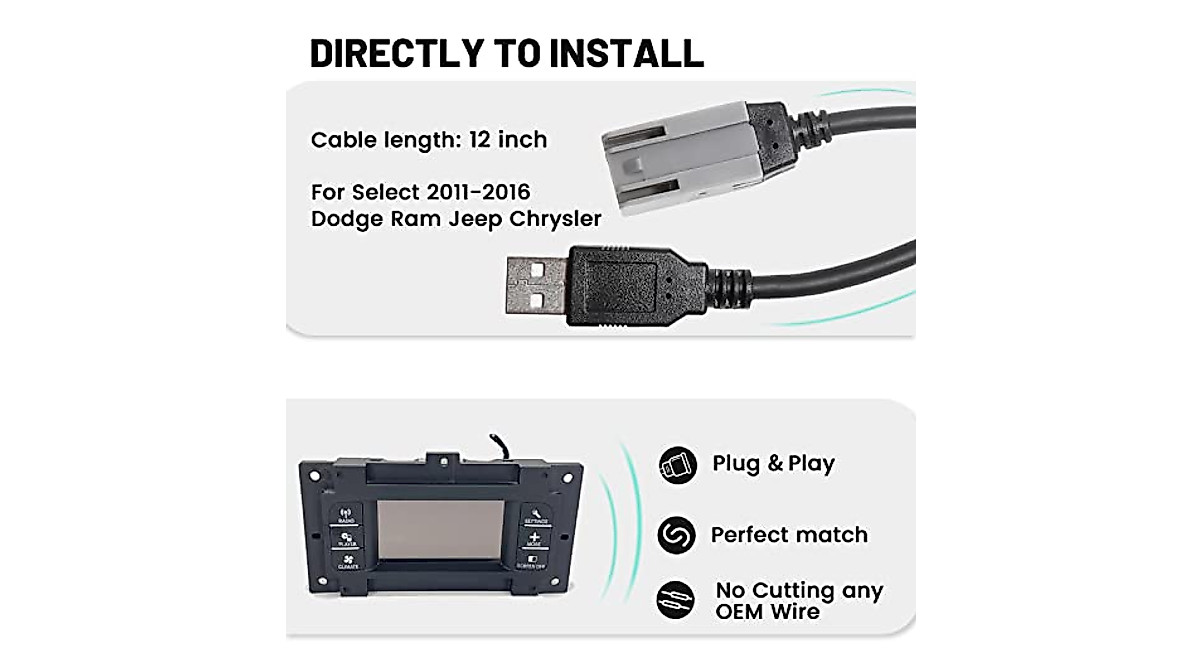 RED WOLF USB Retention Cable for Jeep, Dodge & Chrysler