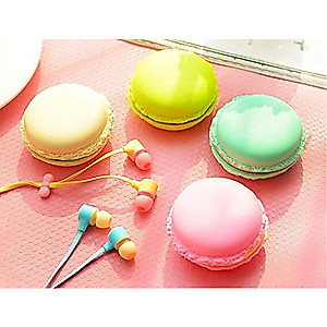 Amberetech Cute 3.5mm in Ear Earphones Earbuds Headset with Macaron Earphone Organizer Box Case for iPhone,for Samsung,for Mp3 iPod Pc Music (Pink)