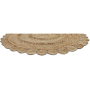 Bedding Craft Hand woven Farmhouse Jute Area Rug 6 Ft Round Natural Yarn, Rustic Vintage Beige Braided Reversible Rug, Eco Friendly Rugs for Bedroom, Kitchen, Living Room, Farmhouse 100% Jute Rug