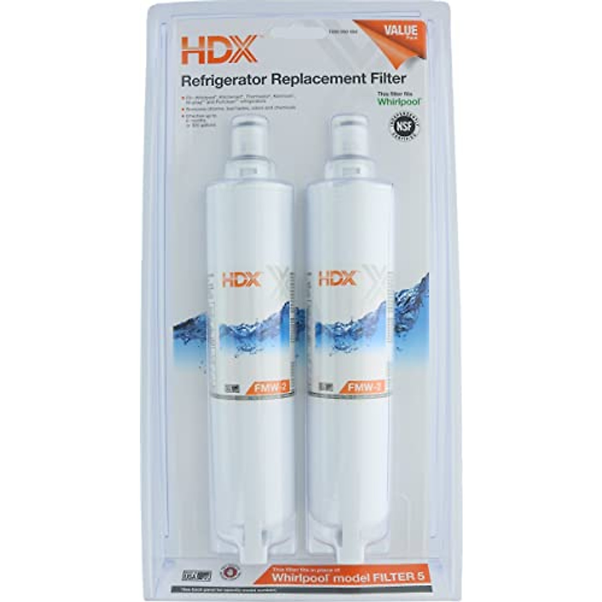 HDX FMW-2 Replacement Water Filter / Purifier for Whirlpool Refrigerators (2 Pack)