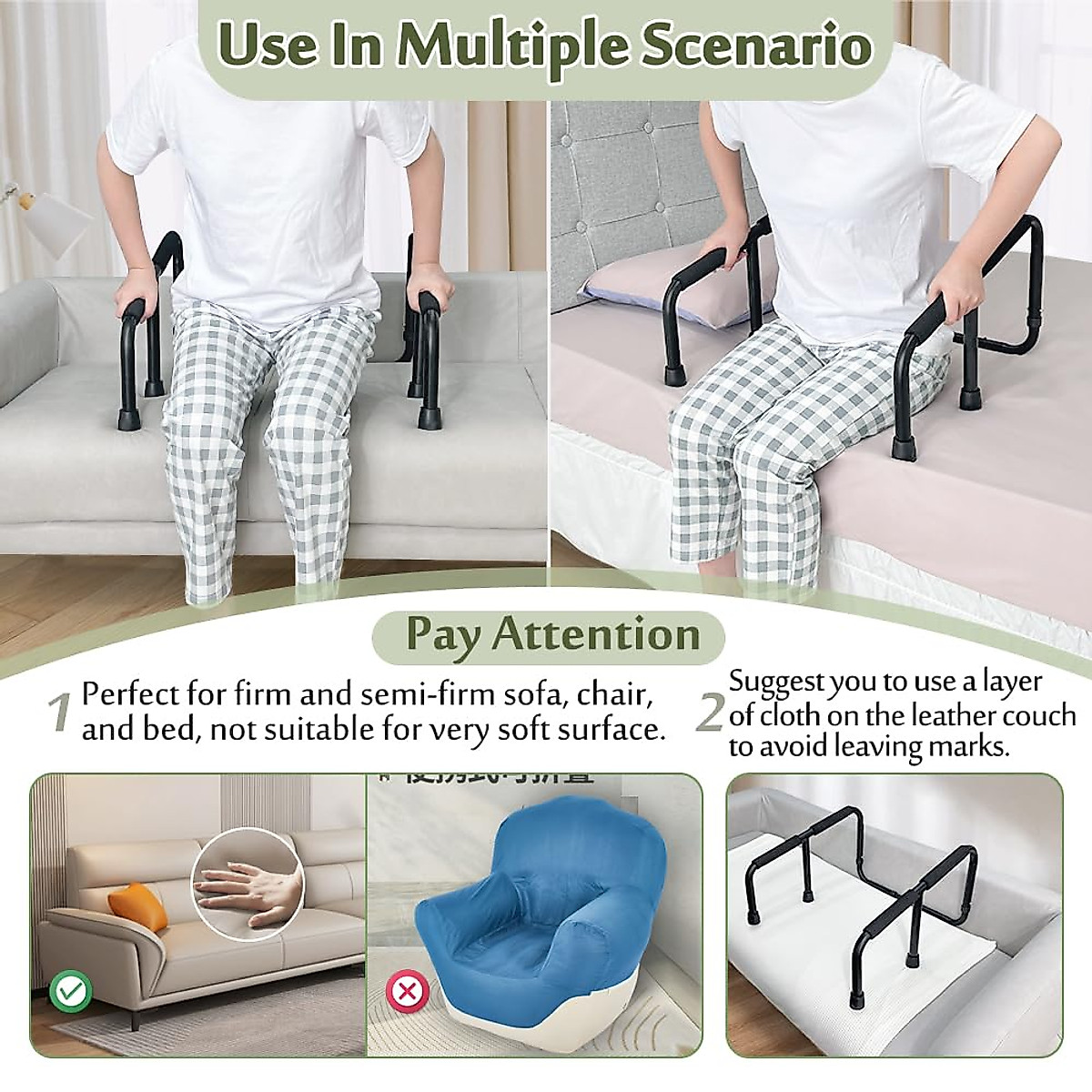 Couch Rails for Elderly Standing Helper Chair Lift Assist Devices for Seniors Handicap Couch Cane Assistance Stand Up Mobility Aids Seat Lifter for Chair Couch Grab Bar Portable Standing Frame