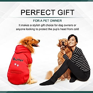 Personalized Dog Hoodie - Stylish Custom Dog Shirt with Embroidered Dog's Name and Paws - Hooded Dog Sweatshirt Warm - Red Cotton Dog Hoodies Winter Pullover with Pockets - X-Large