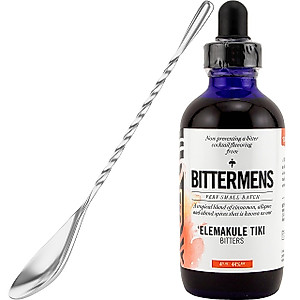 Tiki Bitters Bundle, Bundle Includes Bittermens 'Elamakule Tiki Bitters and Cocktailier 7-inch Bar Spoon