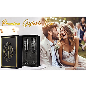 ROXBURGH 10th Wedding Anniversary Champagne Flutes Gifts Set of 2, 10th Anniversary Decorations 7 OZ Crystal Champagne Glasses, Wedding Gifts, Couples, Parents Anniversary