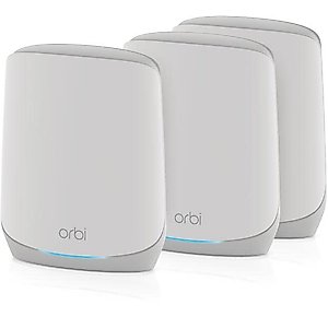 NETGEAR Orbi Tri-Band Wi-Fi 6 Mesh System RBK763S Router with 2 Satellite Extenders (Coverage up to 7,500 sq. ft, 75 Devices, AX5400 Up to 5.4Gbps)