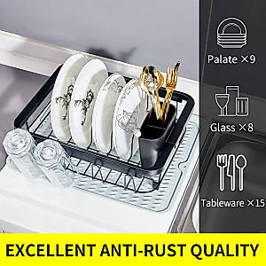 BRWINASLL Dish Rack in Sink Dish Drying Rack Rustproof Expandable Dish Rack Over with Untensil Holder Stainless Steel Sink Drying Rack for Kitchen Countertop