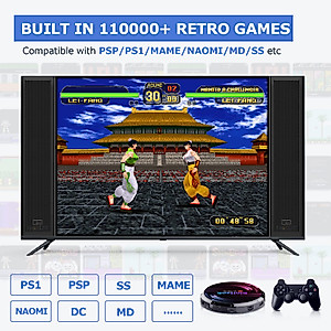 Kinhank Super Console X Max, Retro Game Console with 114000+ Games,Compatible with PS1/PS2/PSP/DC,S905X3 Chip, Android TV 9.0/EmuELEC 4.5/CoreELEC 3 System in 1,2 Wireless Controllers(256G)