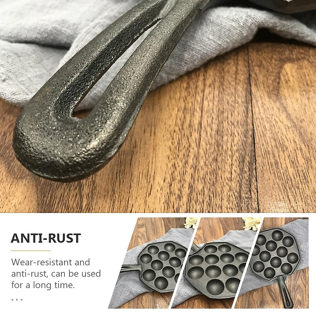 DOITOOL 2 Pcs Cast Iron Takoyaki Pan,12 Hole Heavy Duty Takoyaki Grill Pan,Non-Stick Takoyaki Maker Mold Skillet Baking Tray Octopus Meatball Maker