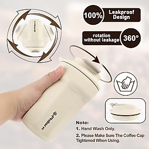 PHILORN Insulated Coffee Mug with Lid, 14 oz Travel Coffee Tumbler Leak Proof Thermal Cup, Stainless Steel Coffee Mug with Double Wall, Reusable Coffee Cup for Hot and Cold Drinks