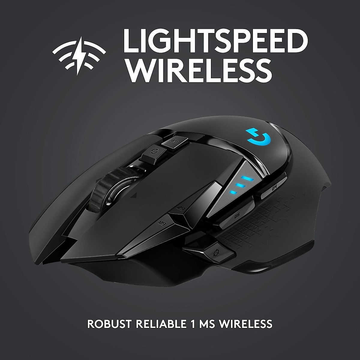 Logitech G502 Lightspeed Wireless Gaming Mouse with Hero 16K Sensor, PowerPlay Compatible, Tunable Weights and Lightsync RGB - Black (Renewed)