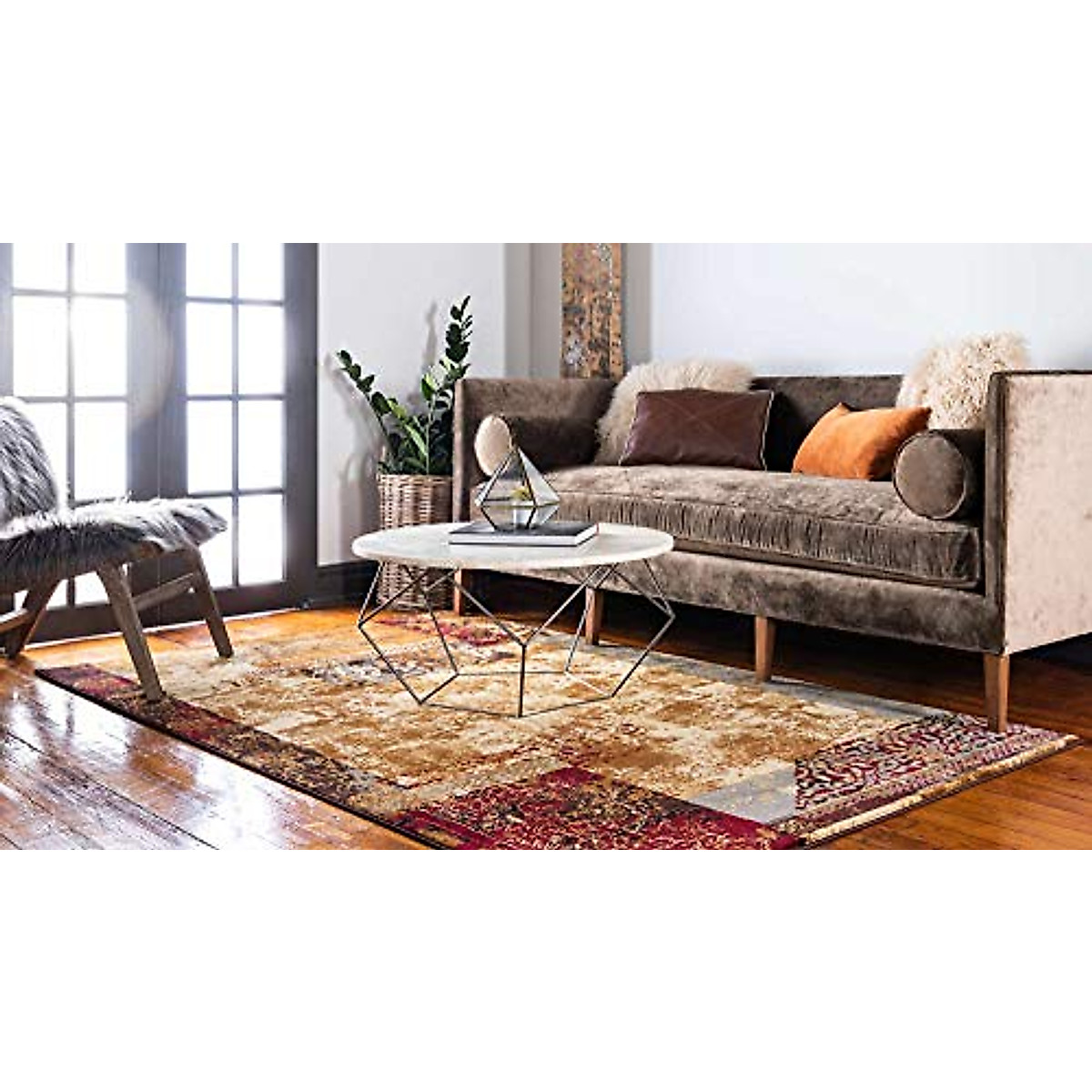 Unique Loom Barista Collection Area Rug - Arusha (7' 10" x 10' Rectangle, Beige/ Black)
