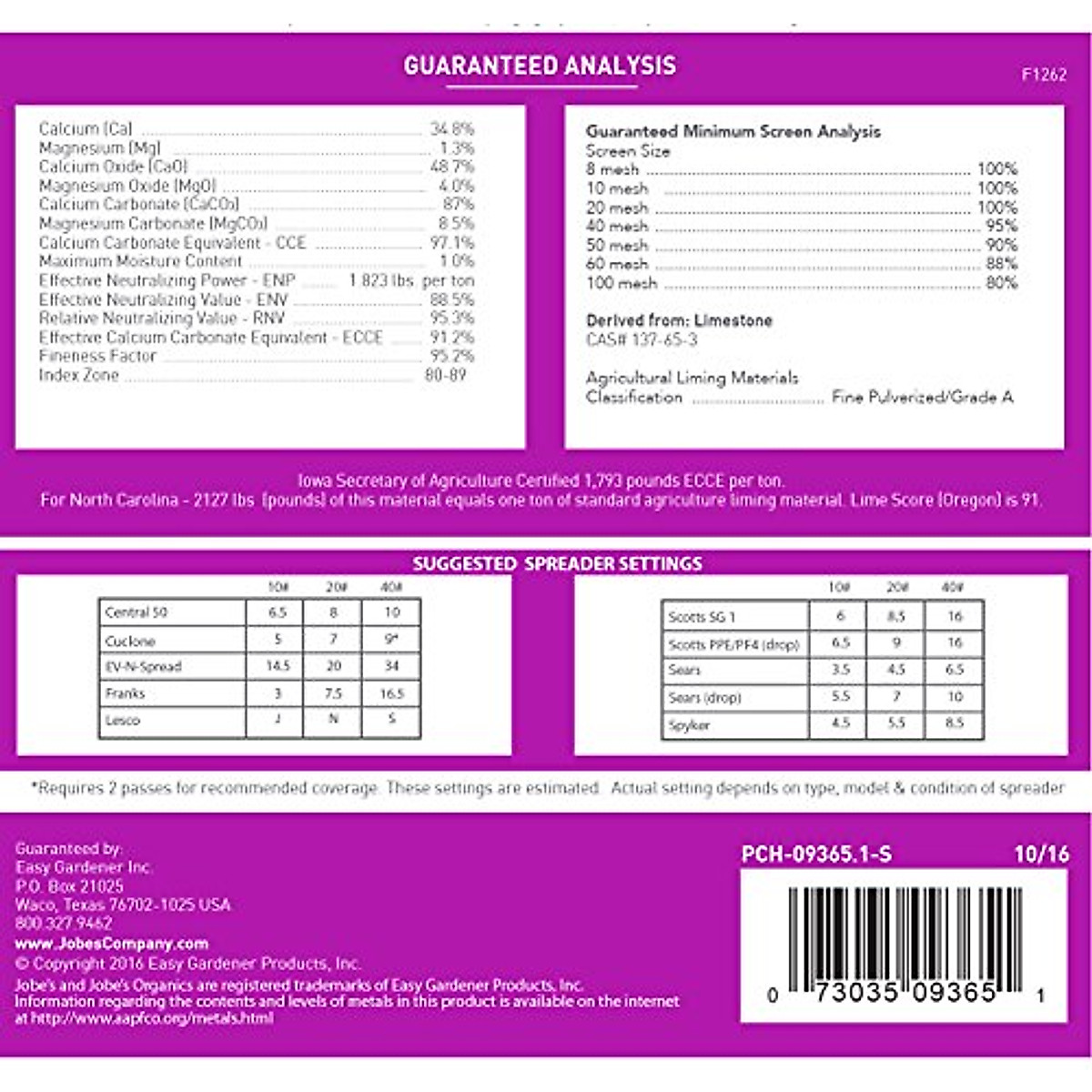 Jobe's 09365 Additive De-Acidifier, 6 lb, Lime Soil